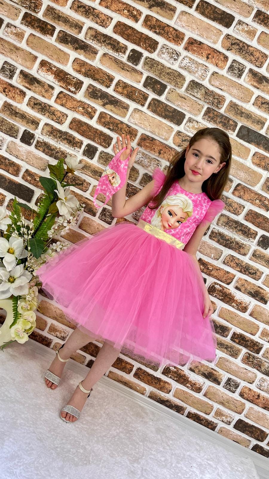 Rochie Frozen tull roz • Zehra.RO - Magazin de haine pentru copii si adulti